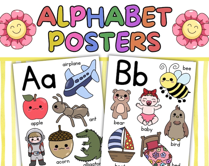 Alphabet Posters, Letters of the Alphabet Pictures, Educational Wall ...