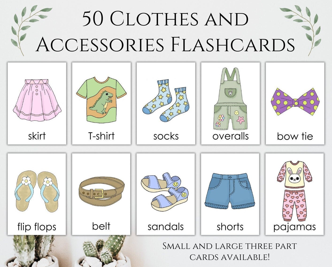 50 Clothes and Accessories Flashcards | Montessori Toddler Flash Cards ...