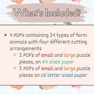24 Farm Animals Puzzle Pieces | Toddler Homeschool Resource | Preschool ...