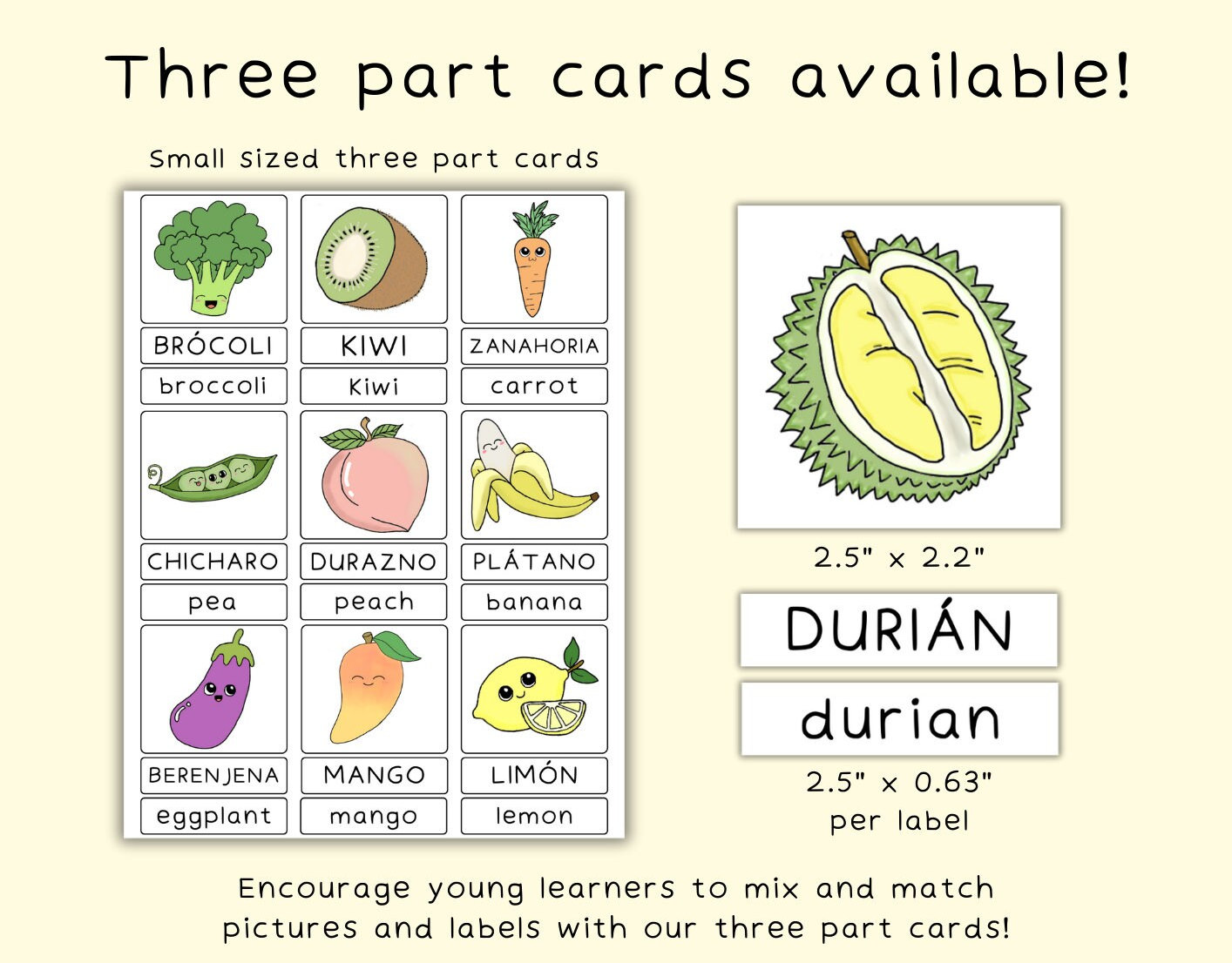 45 Spanish and English Bilingual Fruits and Vegetables Flash Cards ...