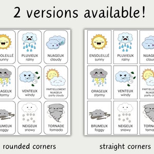 French and English Weather Flash Cards | Bilingual Weather Toddler Flashcards | Preschool ...