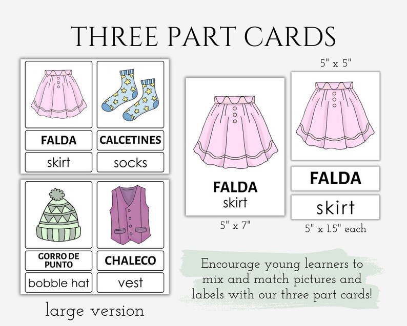 50 Spanish and English Bilingual Clothes and Accessories Flashcards ...