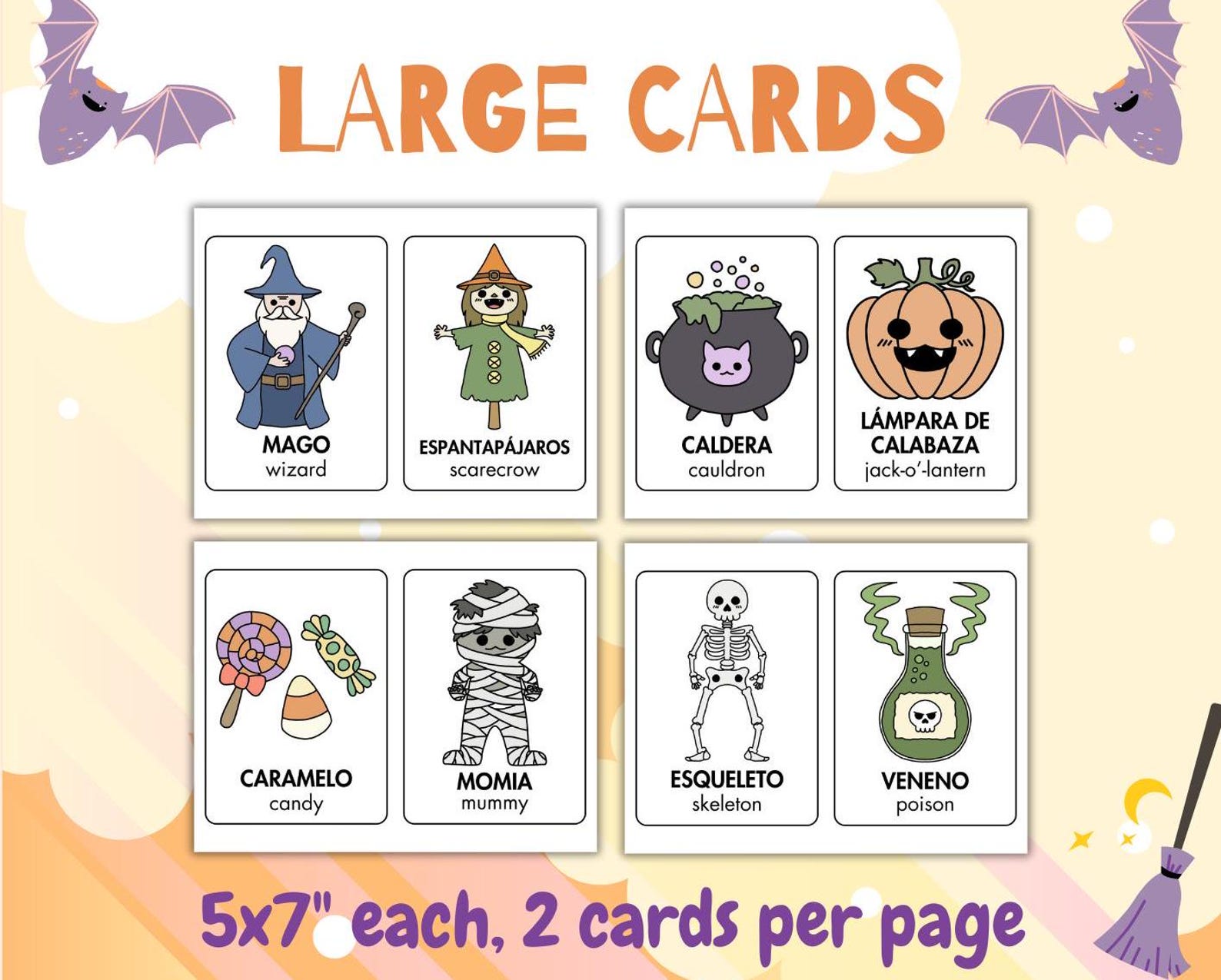 32 Spanish and English Bilingual Halloween Flashcards | Preschool ...