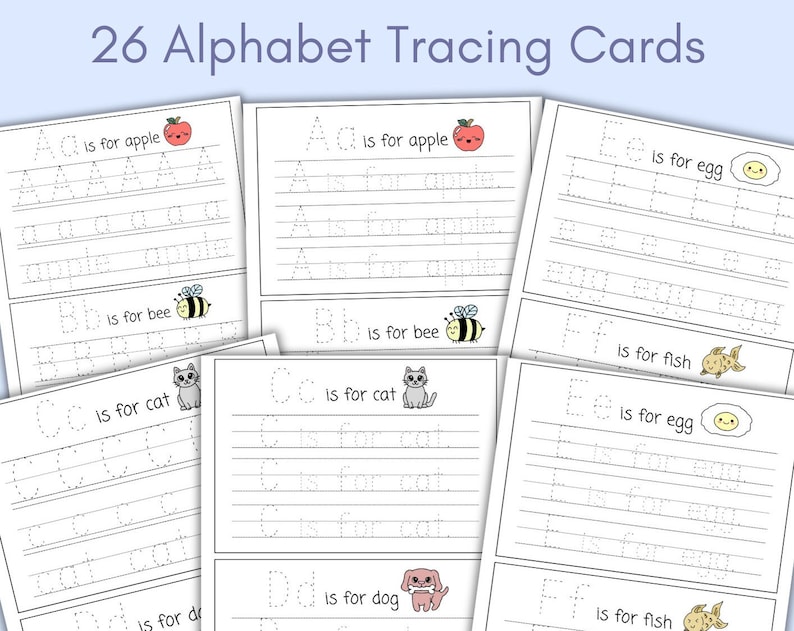 26 Preschool Alphabet Tracing Cards Abcs Phonics Letters Kindergarten ...