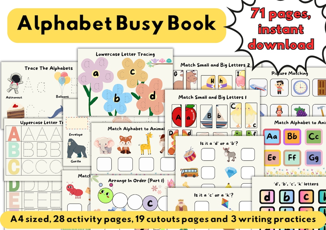 Toddler Busy Book Toddler Alphabet Busy Book Kindergarten Quiet Book ...