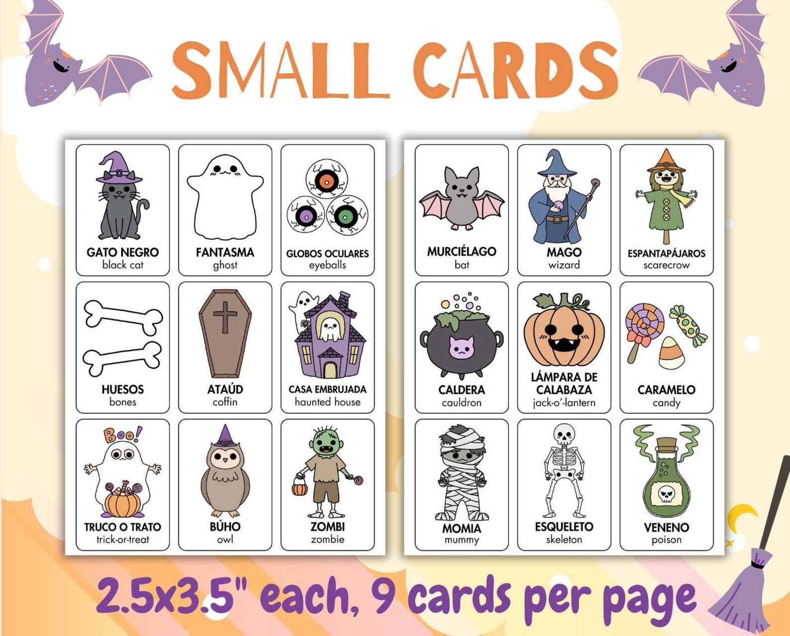 32 Spanish and English Bilingual Halloween Flashcards | Preschool ...