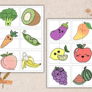 45 Fruits and Vegetables Puzzles | Preschool Matching Card | Montessori ...