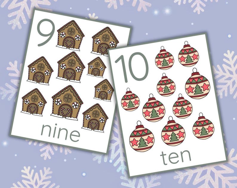 1-10 Christmas Numbers Flashcards | Count to 10 | Preschool Homeschool ...