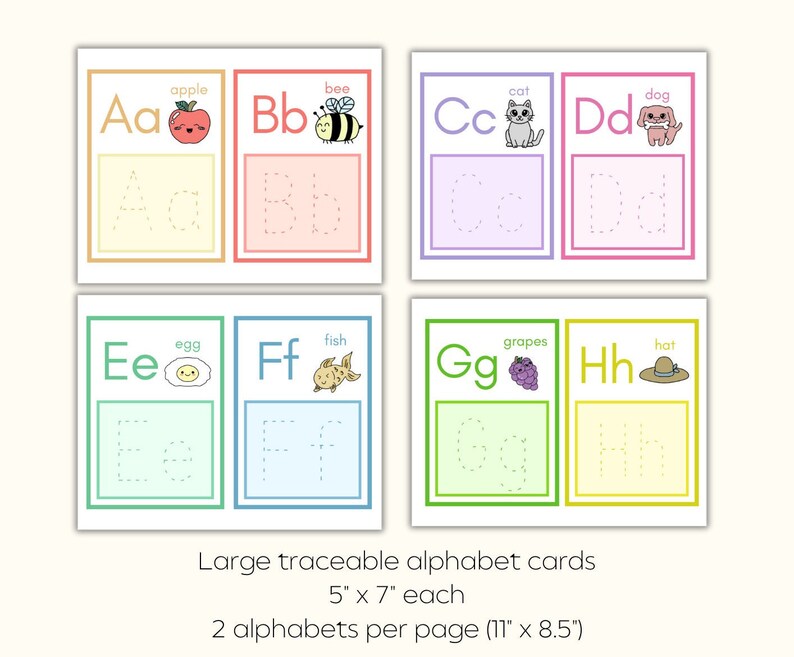 Traceable Alphabet Flash Cards Preschool Handwriting Practice ...