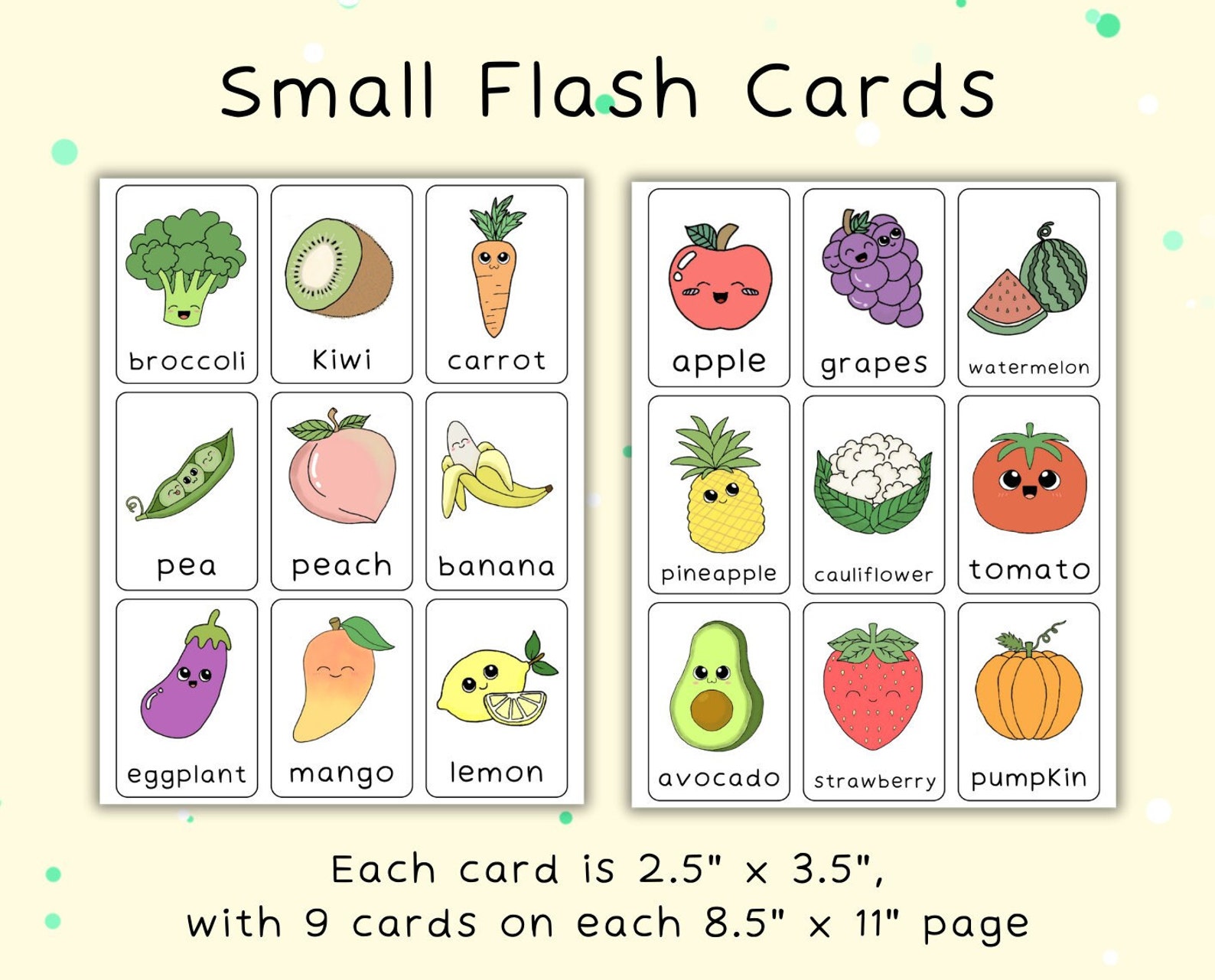 45 Fruits and Vegetables Flash Cards | Montessori Flashcards ...