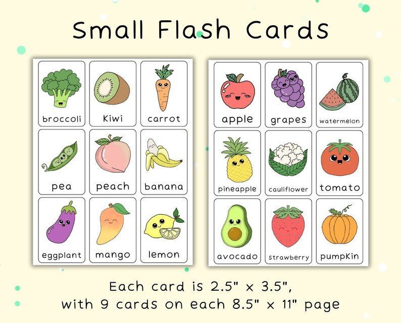 45 Fruits and Vegetables Flash Cards | Montessori Flashcards ...