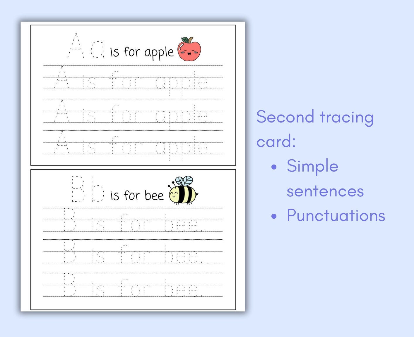 26 Preschool Alphabet Tracing Cards Abcs Phonics Letters Kindergarten ...