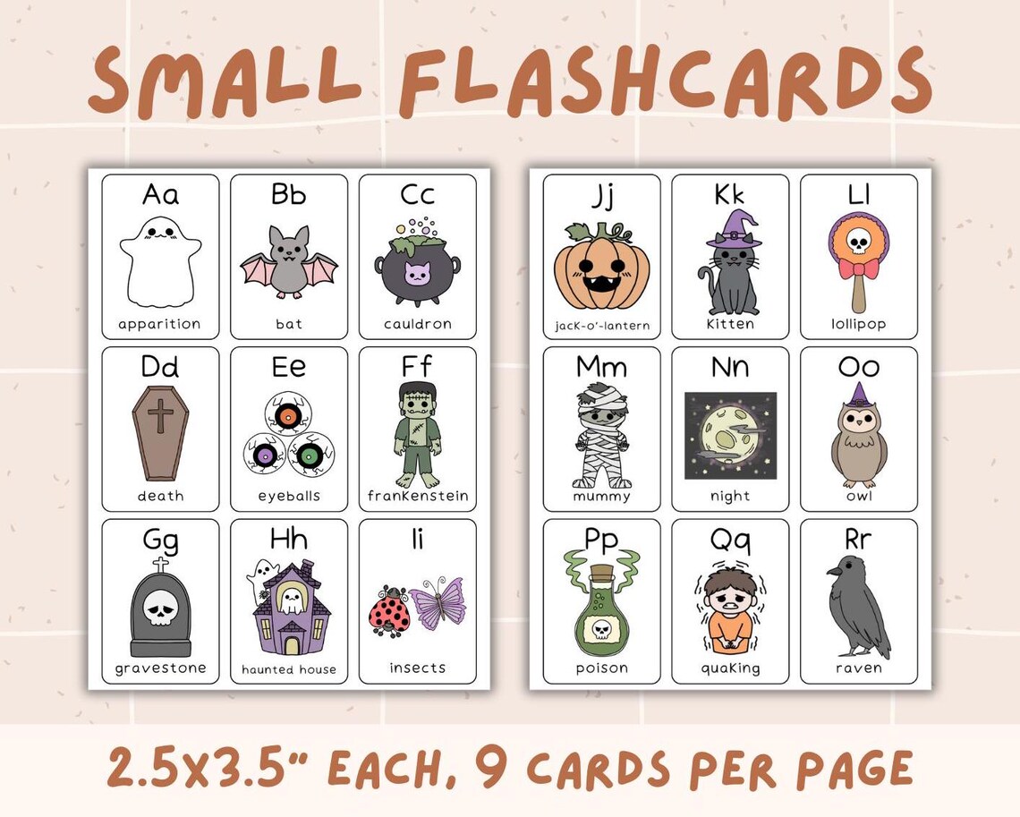 26 Halloween Alphabet Flashcards | Halloween ABC A-Z Flashcards ...