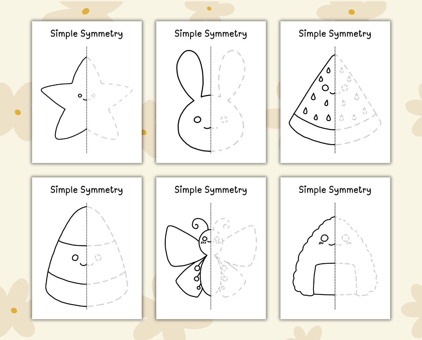 50 Simple Symmetry Worksheets | Early Finishers | Preschool Symmetry ...