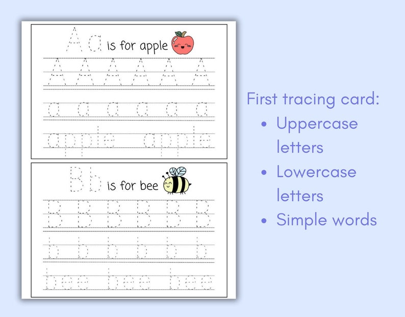 26 Preschool Alphabet Tracing Cards Abcs Phonics Letters Kindergarten ...