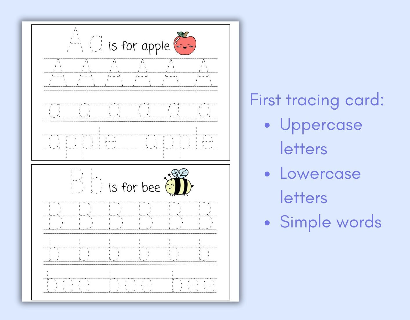 26 Preschool Alphabet Tracing Cards Abcs Phonics Letters Kindergarten ...