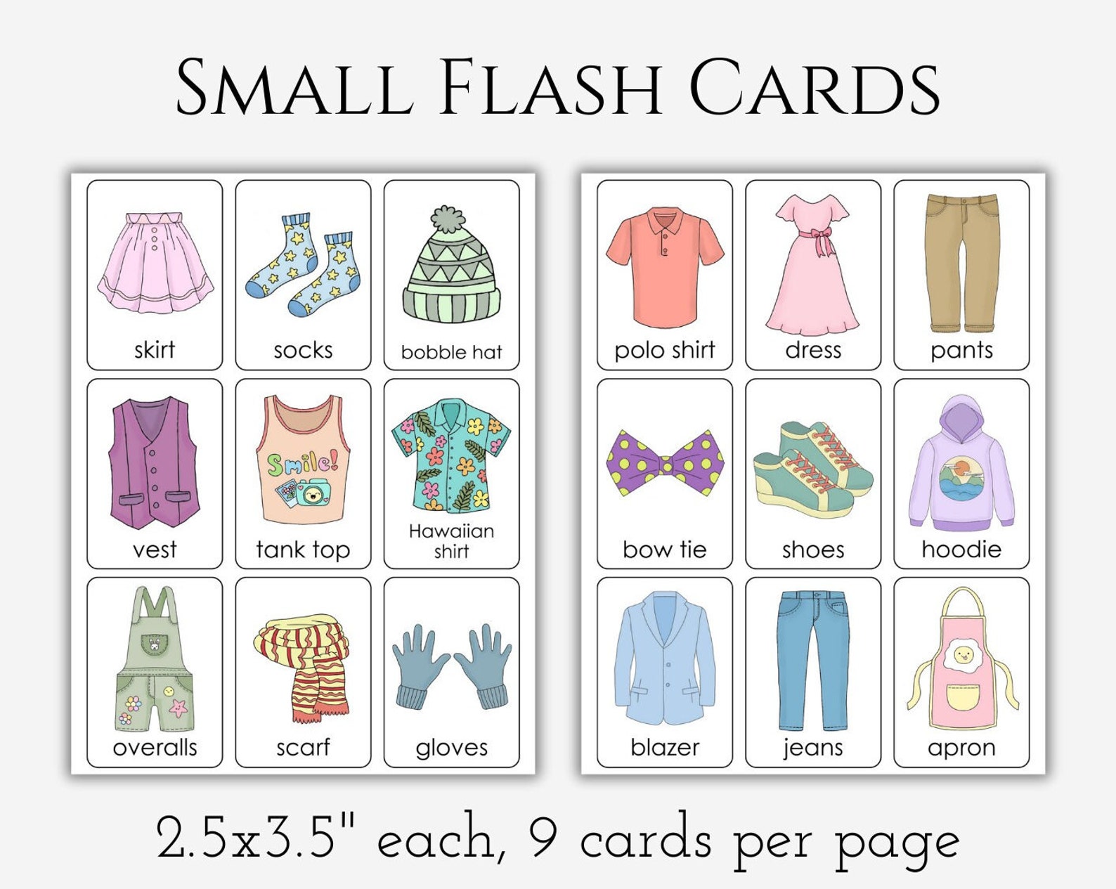 50 Clothes and Accessories Flashcards | Montessori Toddler Flash Cards ...