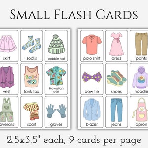 50 Clothes and Accessories Flashcards | Montessori Toddler Flash Cards ...