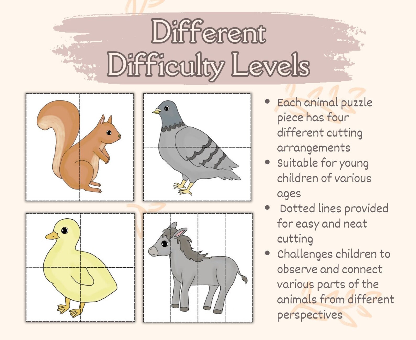 24 Farm Animals Puzzle Pieces | Toddler Homeschool Resource | Preschool ...