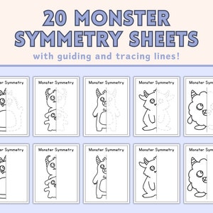 20 Cute Monster Symmetry Sheets | Tracing Worksheets | Early Finishers ...
