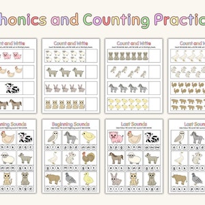 Farm Animals Workbook | Preschool Homeschool Worksheets | Alphabets ...