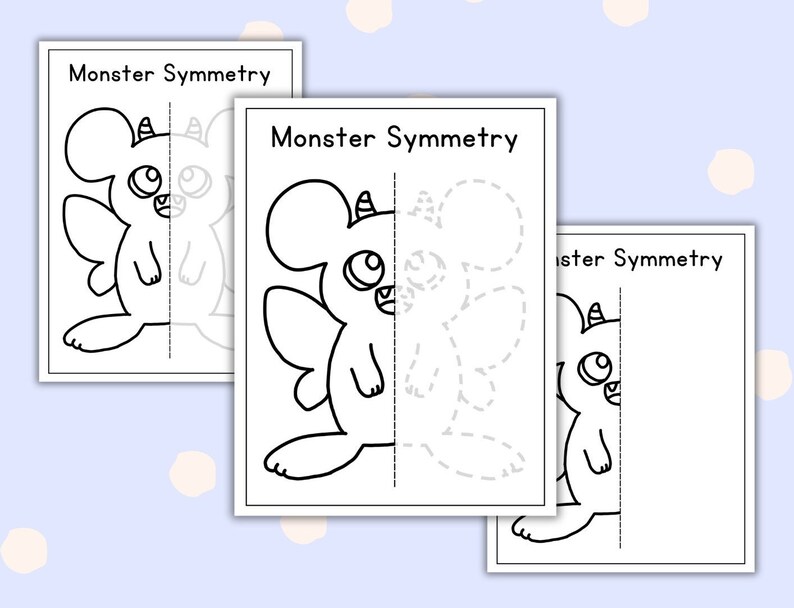 20 Cute Monster Symmetry Sheets | Tracing Worksheets | Early Finishers ...
