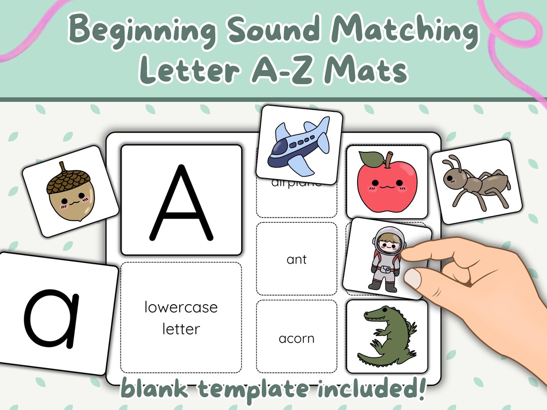 A-Z Beginning Sound Letter Matching Activity | ABC Mats | Phonics ...