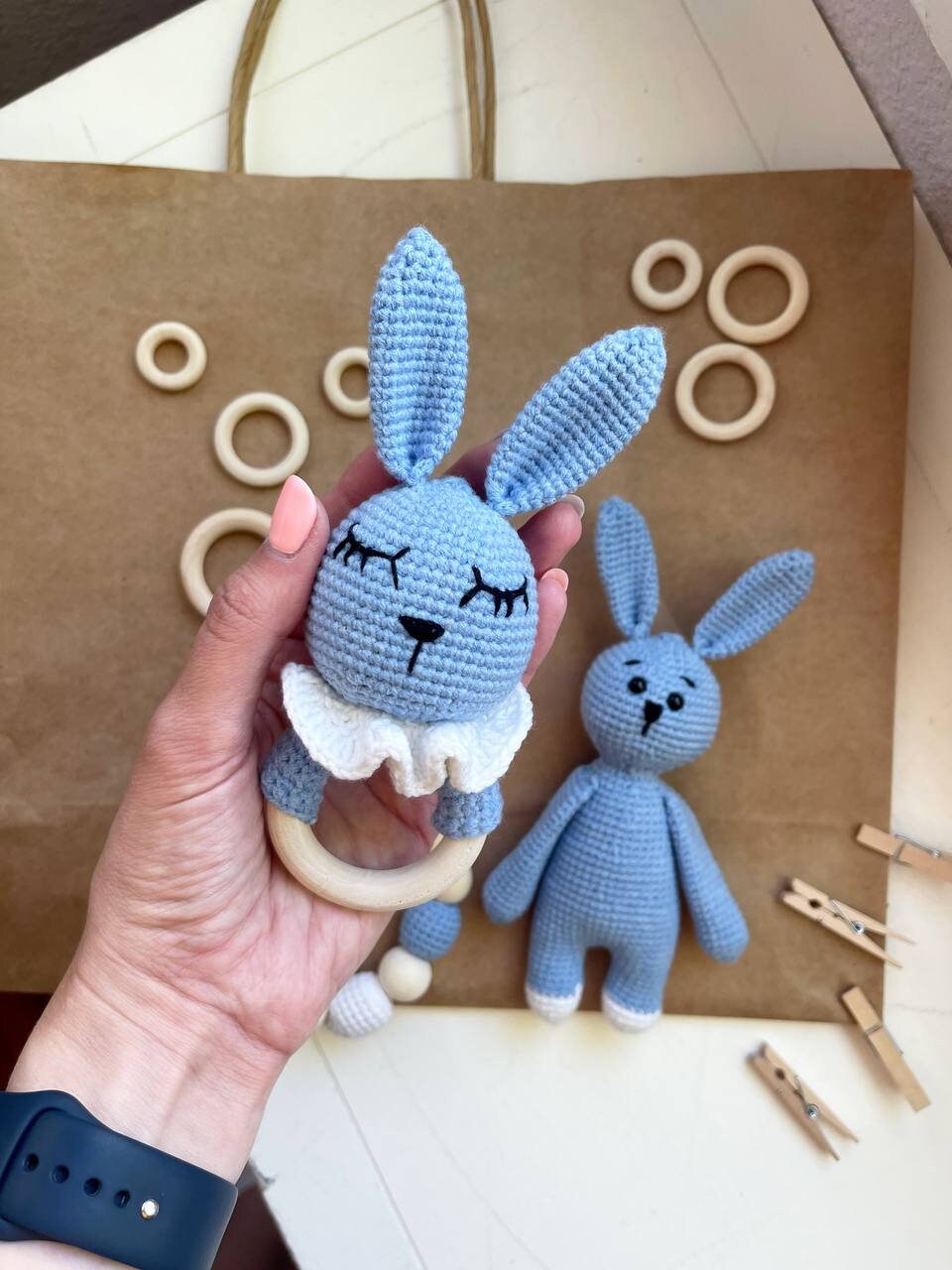 Rattle and Squeaker Toy for Newborn. Baby Box With Pacifier Holder ...