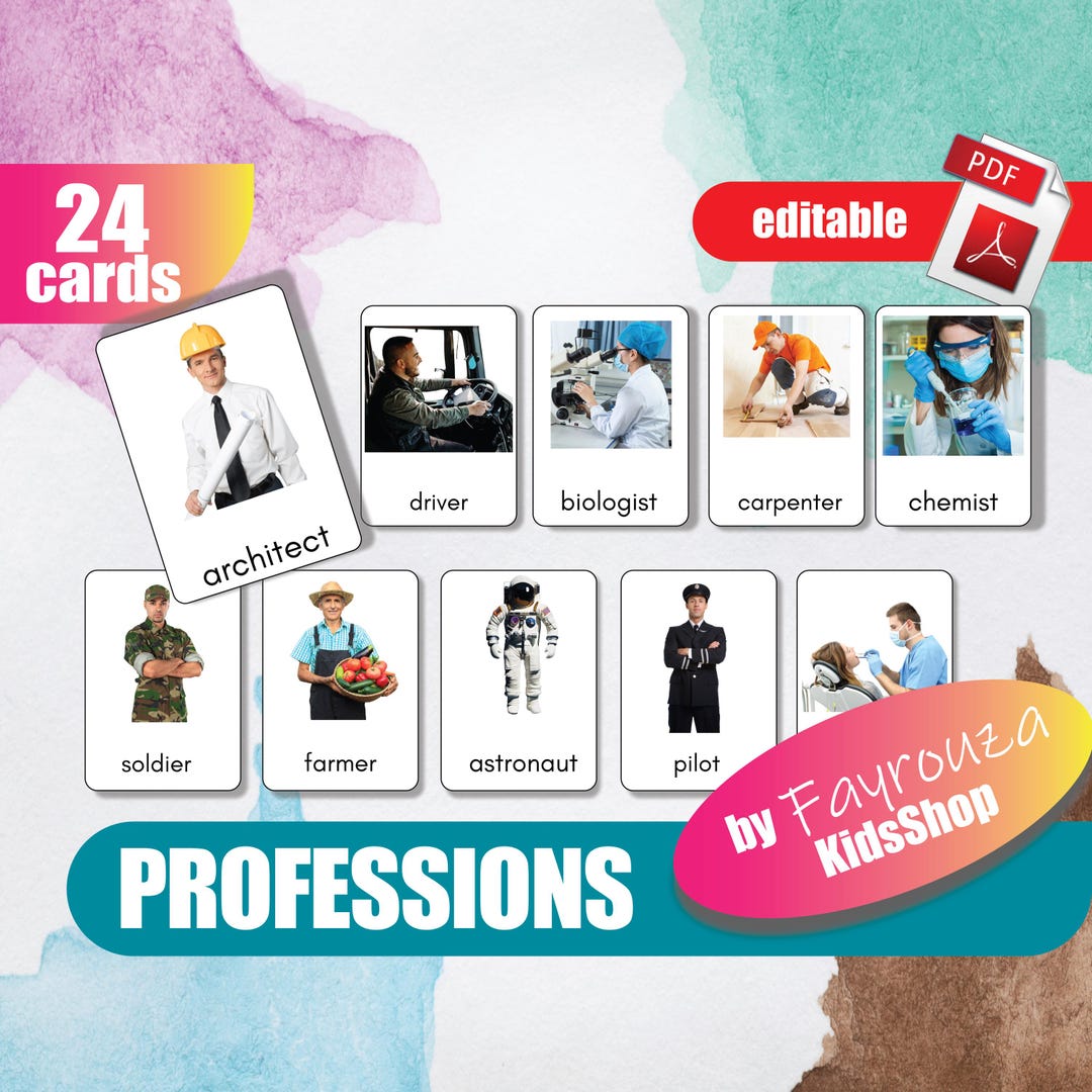 Profession Nomenclature Montessori Flash Cards - Etsy