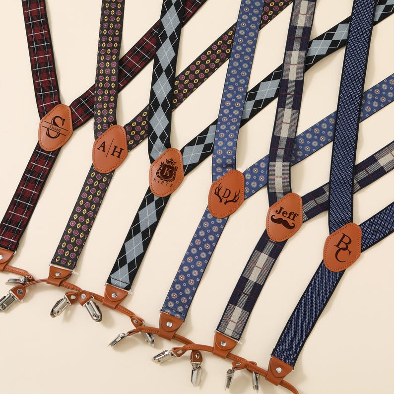 Personalized Leather Suspenders, Groomsmen Suspenders, Custom Men’s ...