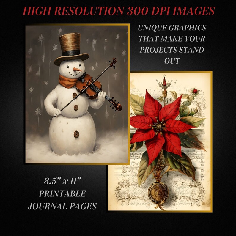 Merry Christmas Junk Journal Pages, Vintage Christmas Junk Journal Kit ...