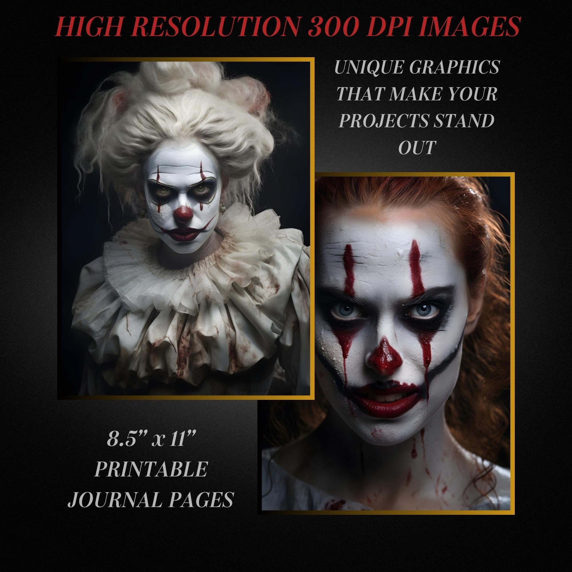 Scary Clowns Junk Journal Ephemera 12 Halloween Clown - Etsy