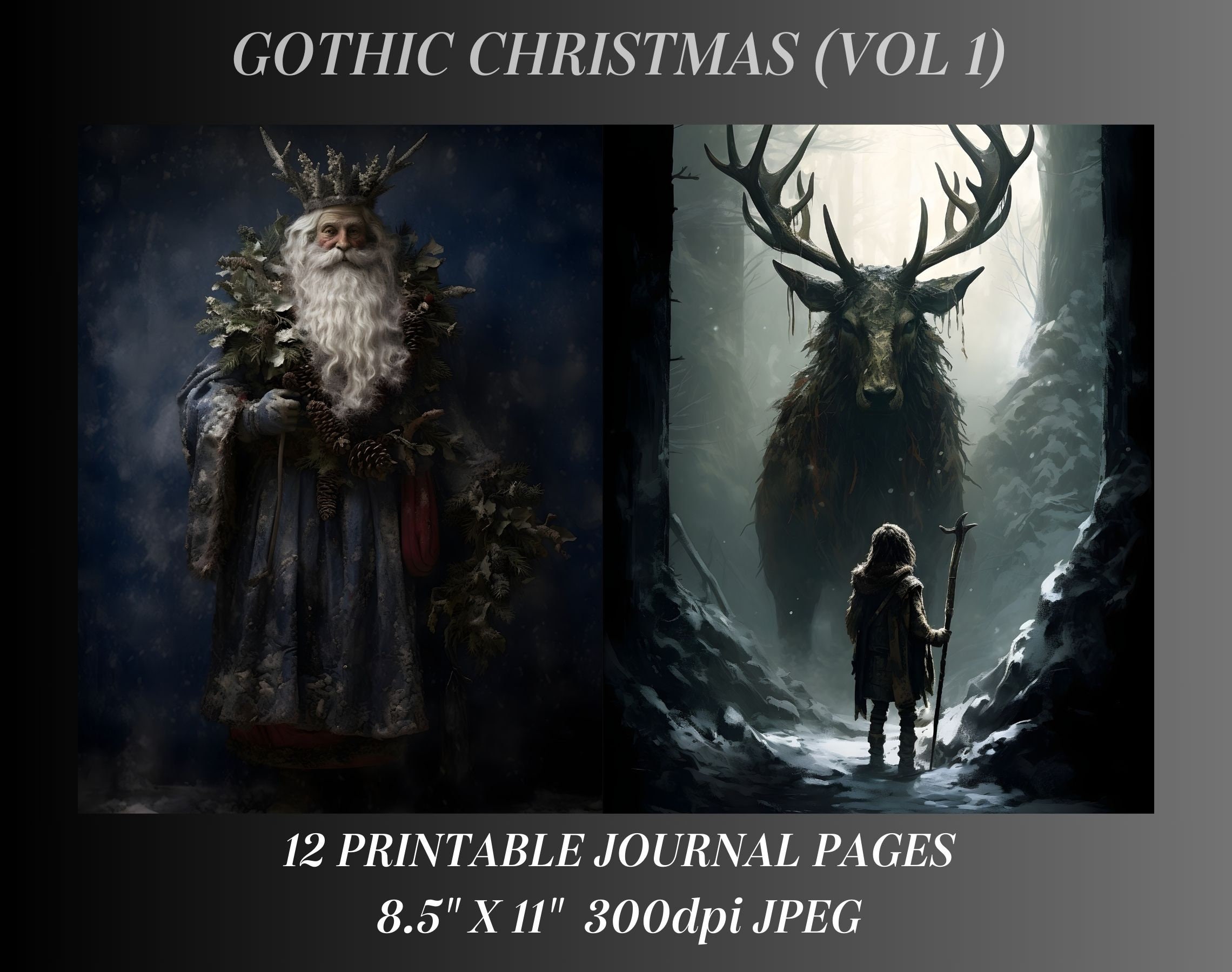 Gothic Christmas VOL 1, Unique Printable Dark Yuletide Illustrations ...