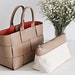 Round Tote Multi Color Bag With Pouch Two-tone Accent Tote Bag Brown ...