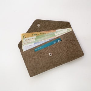 Envelope Wallet Genuine Cowhide Leather Tall Wallet Slim Long Card ...