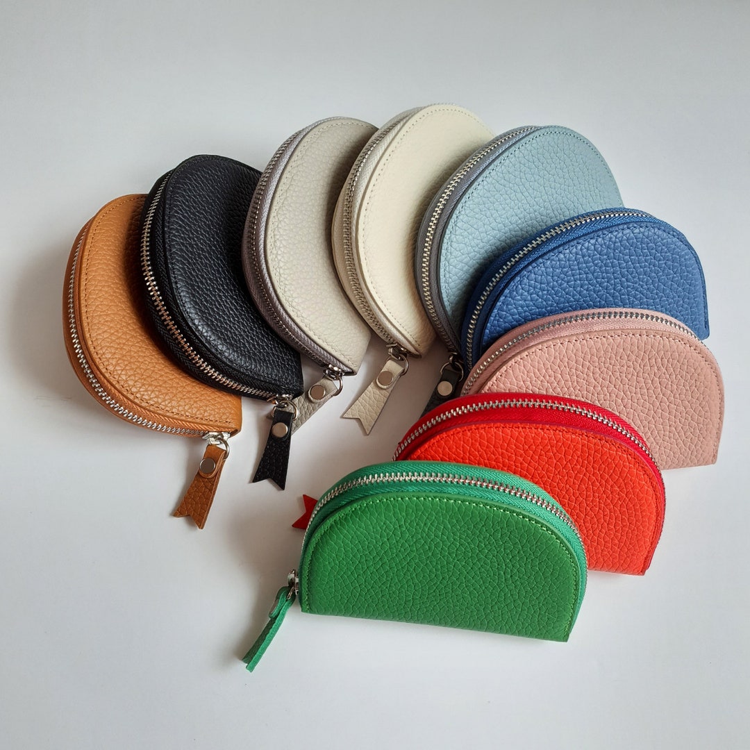 Half Moon Shape Wallet Genuine Real Cowhide Leather Minimalist Wallet ...