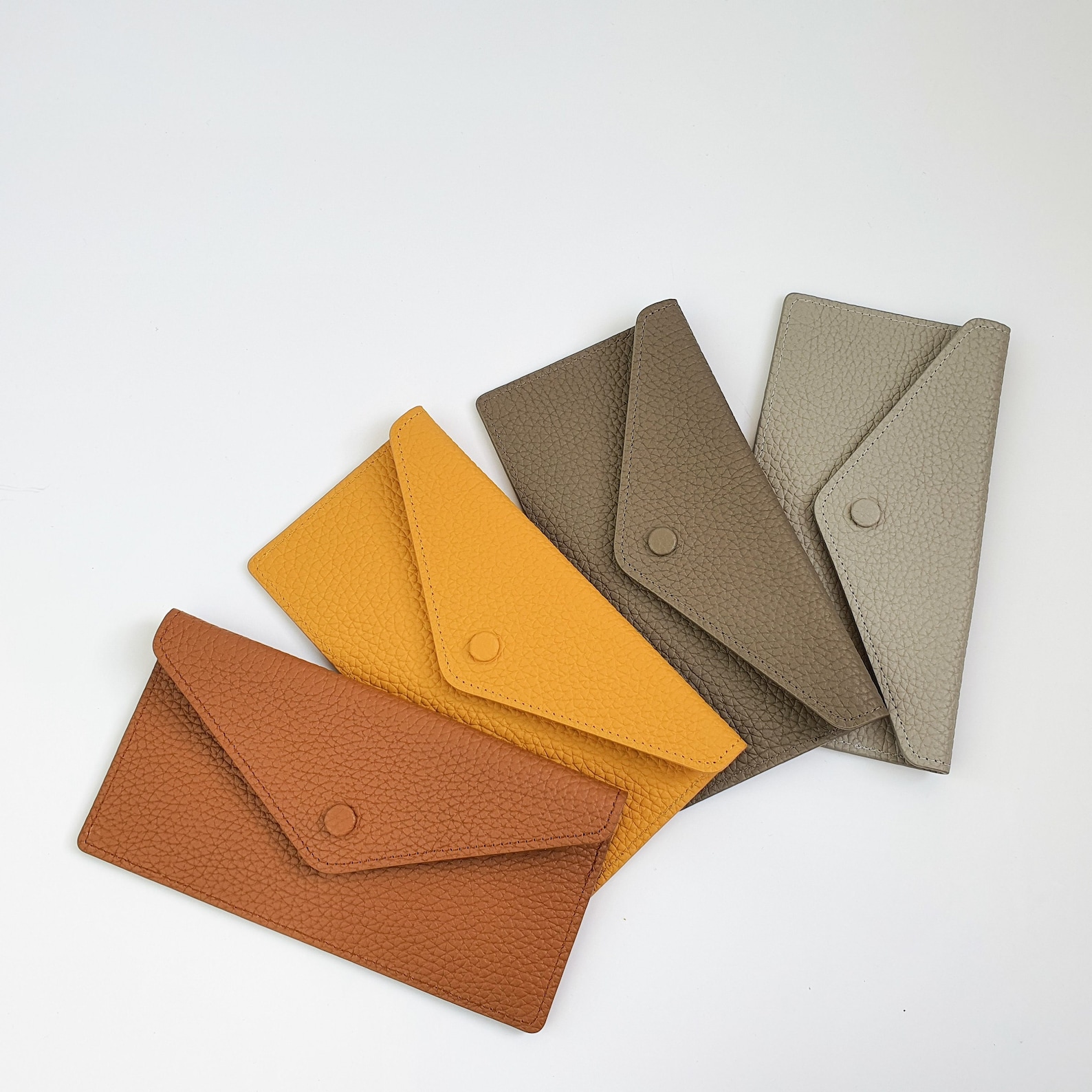 Envelope Wallet Genuine Cowhide Leather Tall Wallet Slim Long Card ...