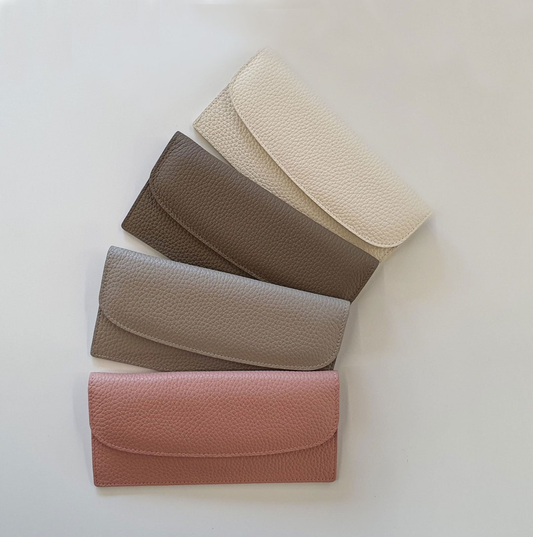 Slim Long Wallet Genuine Cowhide Leather Tall Wallet Travel Wallet Real ...