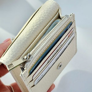 Leather Bifold Card Wallet Multiple Card Slots Zipper Coin Pocket ...