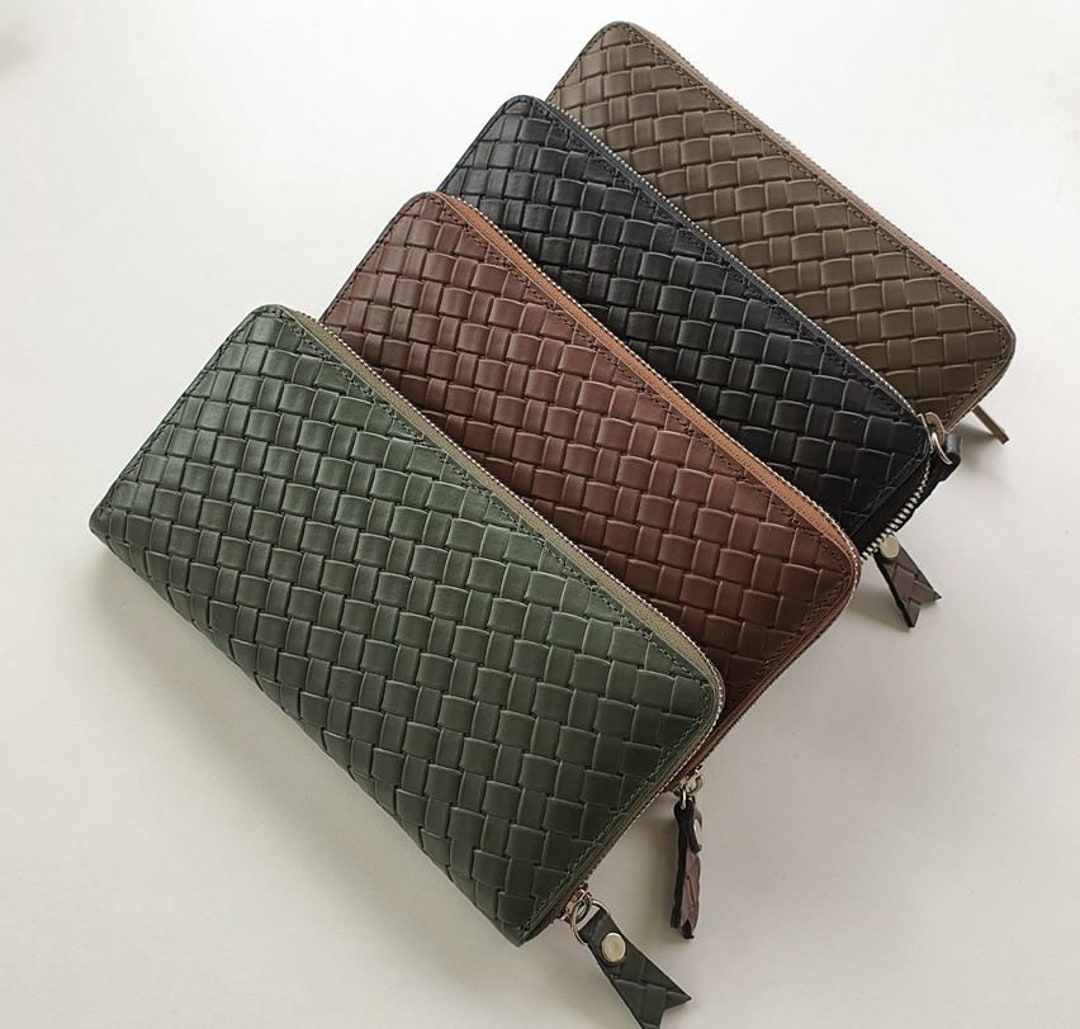 Large Woven Printed Pattern Wallet Long Multi Card Slots Genuine ...