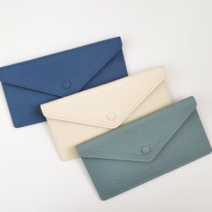 Envelope Wallet Genuine Cowhide Leather Tall Wallet Slim Long Card ...