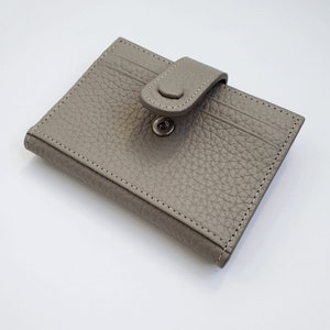 Real Leather Minimalist Small Button Card Wallet Card Holder Sleeve ...