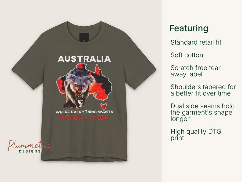 Dropbear Graphic T-shirt, Humorous Australian Legend Illustration, Drop ...