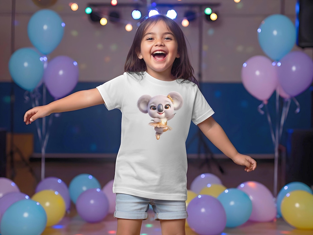 Gold Koala Ballerina Tshirt, Little Girl Illustrated Koala Dance T ...