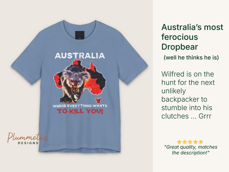 Dropbear Graphic T-shirt, Humorous Australian Legend Illustration, Drop ...