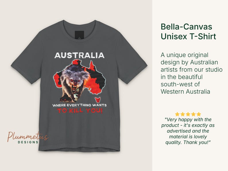 Dropbear Graphic T-shirt, Humorous Australian Legend Illustration, Drop ...