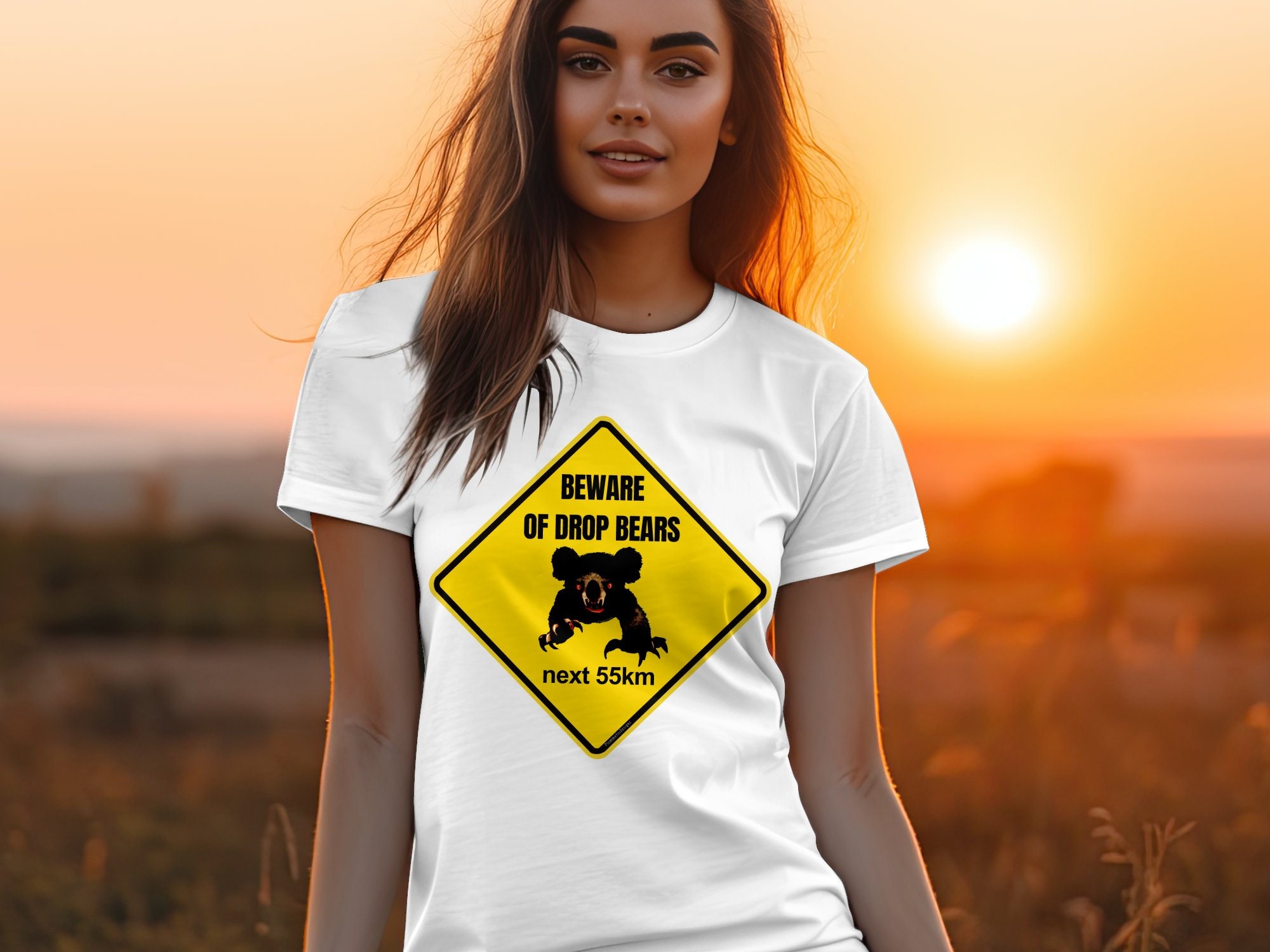 Beware of Drop Bears Road Sign Tee Shirt Unisex Jersey Short Sleeve ...