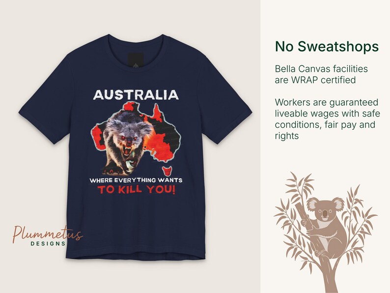 Dropbear Graphic T-shirt, Humorous Australian Legend Illustration, Drop ...