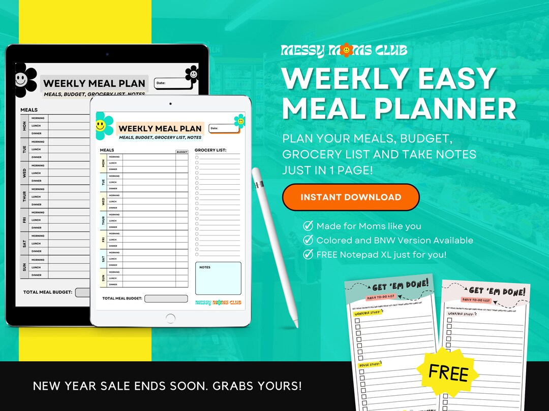 Easy Weekly Meal and Grocery Planner Checklist Weekly Meal Planning and ...