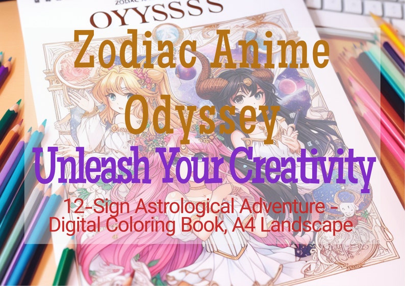 Zodiac Anime Odyssey: 12-sign Astrological Adventure Digital Coloring ...